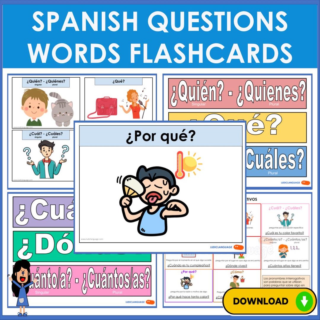 Spanish Questions Words Flashcards and Posters - Etsy