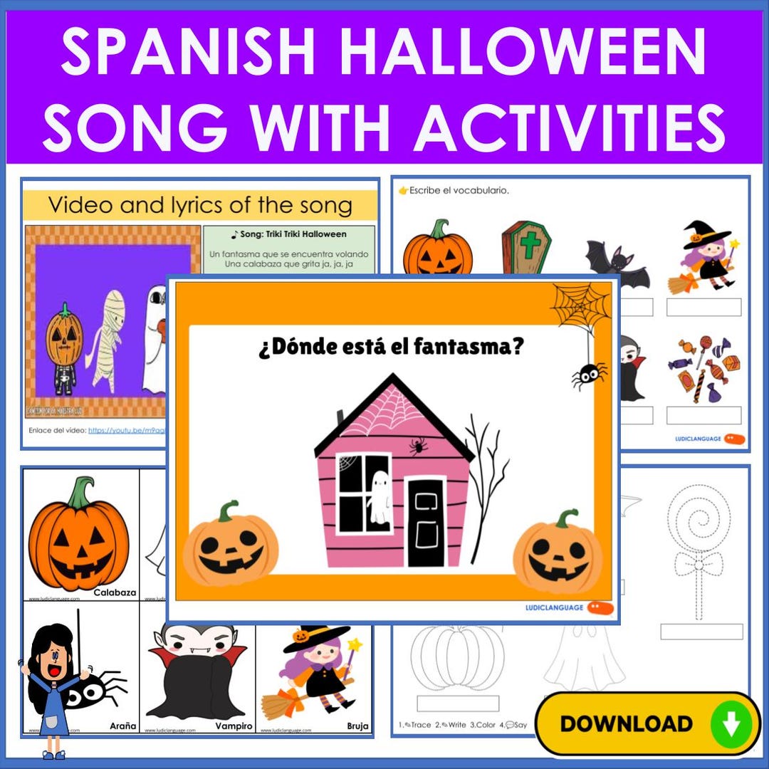 Spanish Halloween Song With Flashcards, Slides Presentation, Answers ...