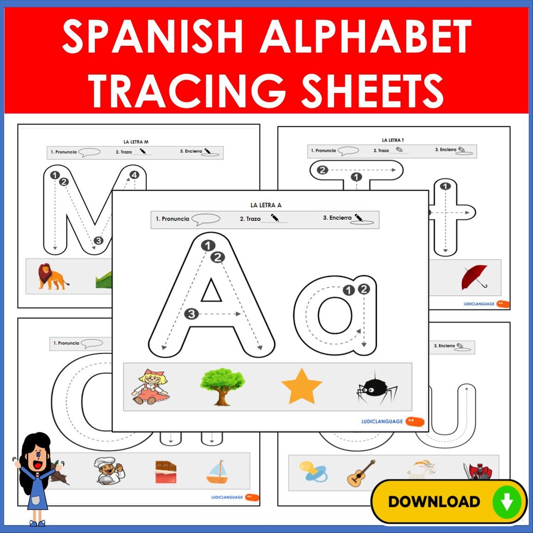 Spanish Alphabet Tracing Sheets - Etsy