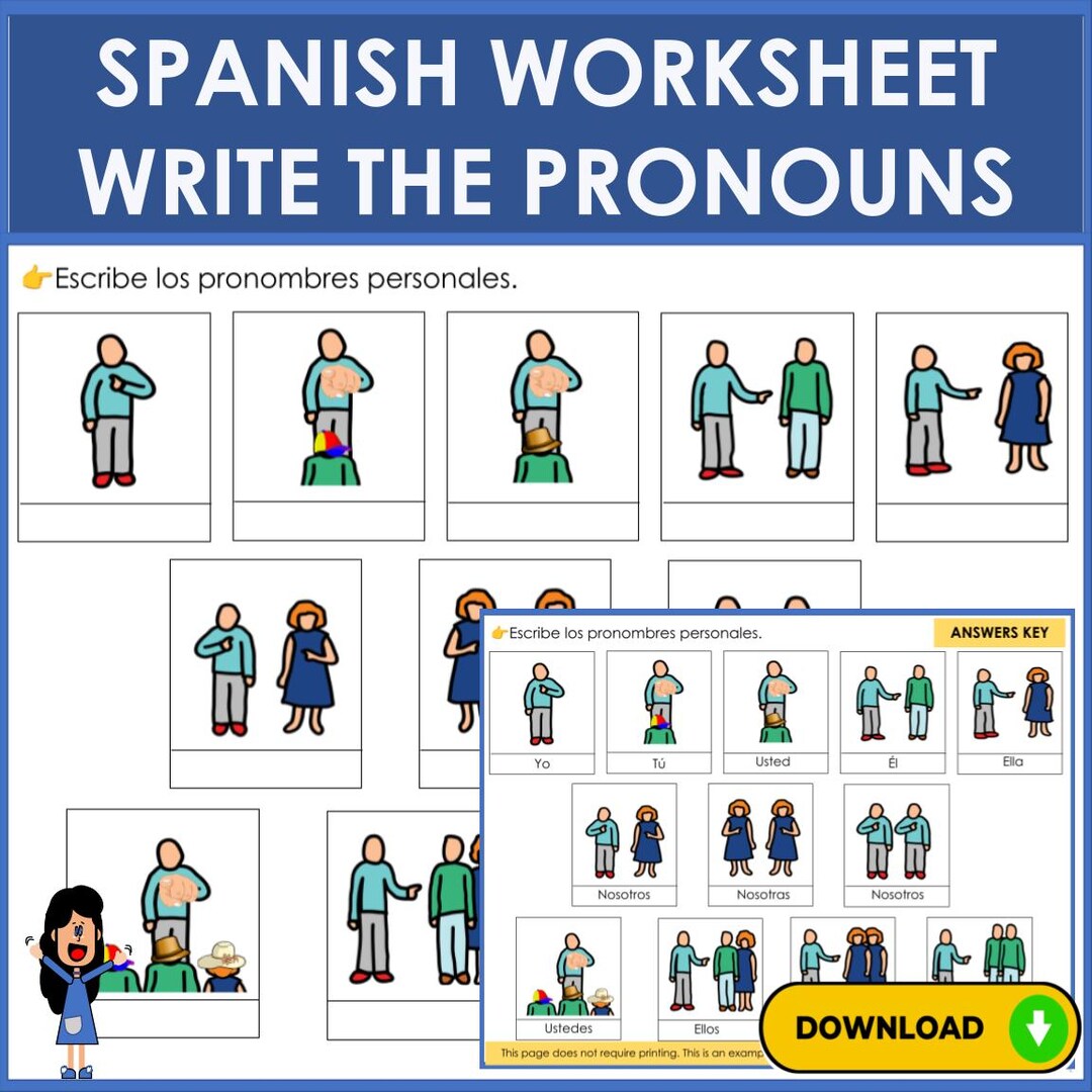 Spanish Personal Pronouns Worksheet - Write the Vocabulary - Etsy