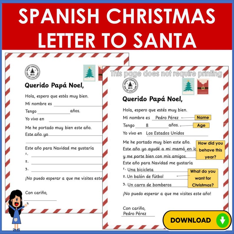 Spanish Christmas Letter to Santa - Etsy
