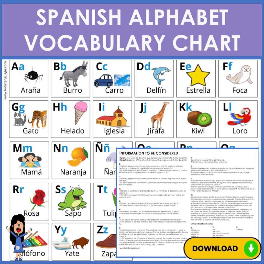 Spanish Alphabet Informational Chart With Rules - Etsy