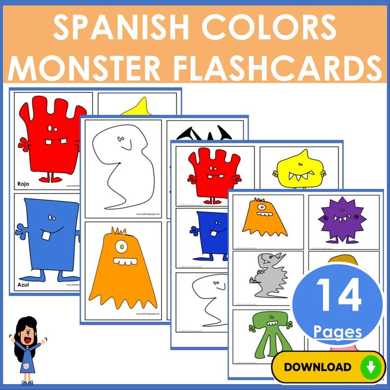 Spanish Color Monster Flashcards Spanish Colors Colors in Spanish ...