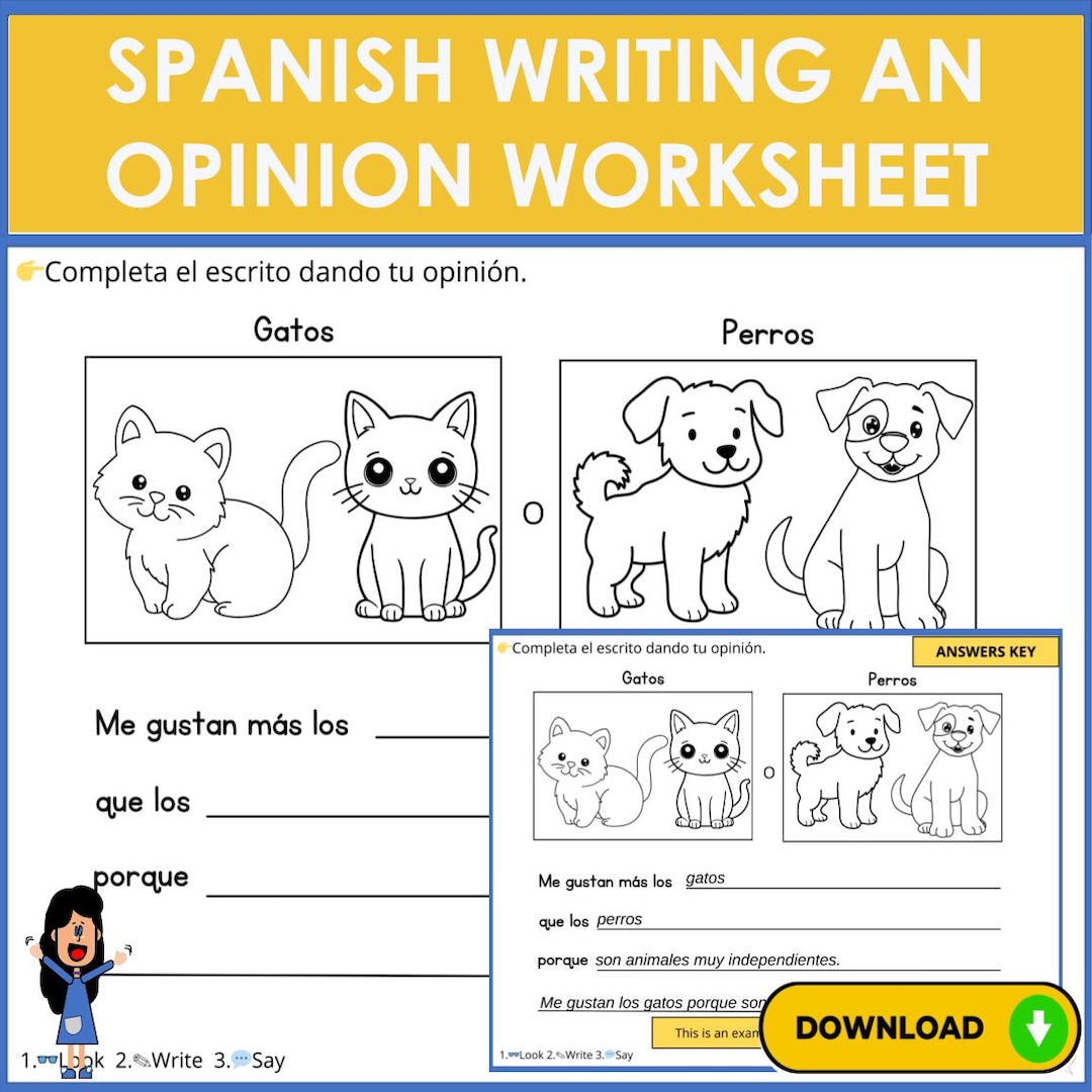 Spanish Writing an Opinion Worksheet - Etsy