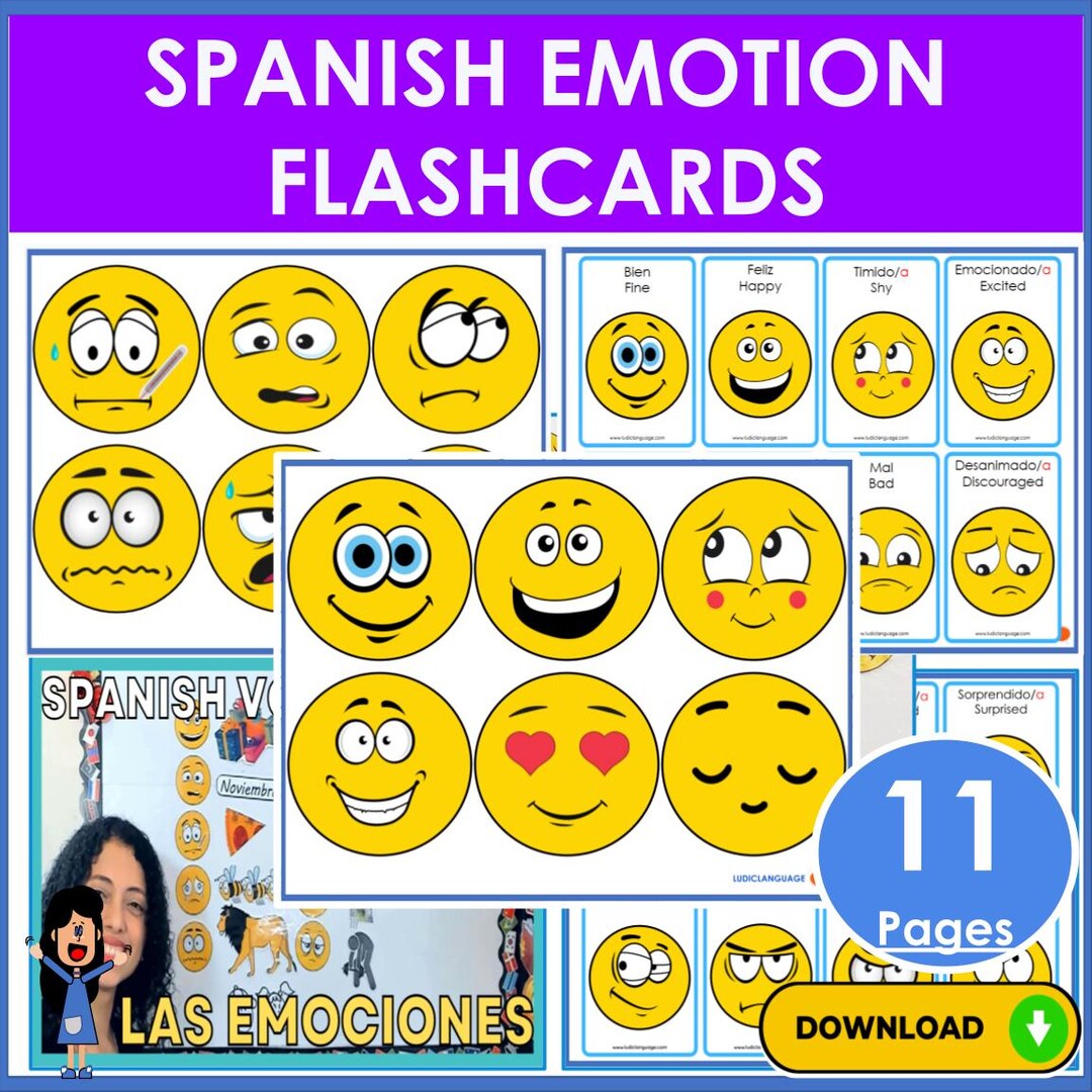 Spanish Emotion Flashcards - Etsy