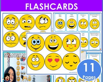 Emotion Feelings Learning Book, Flashcards for Bilingual Spanish ...