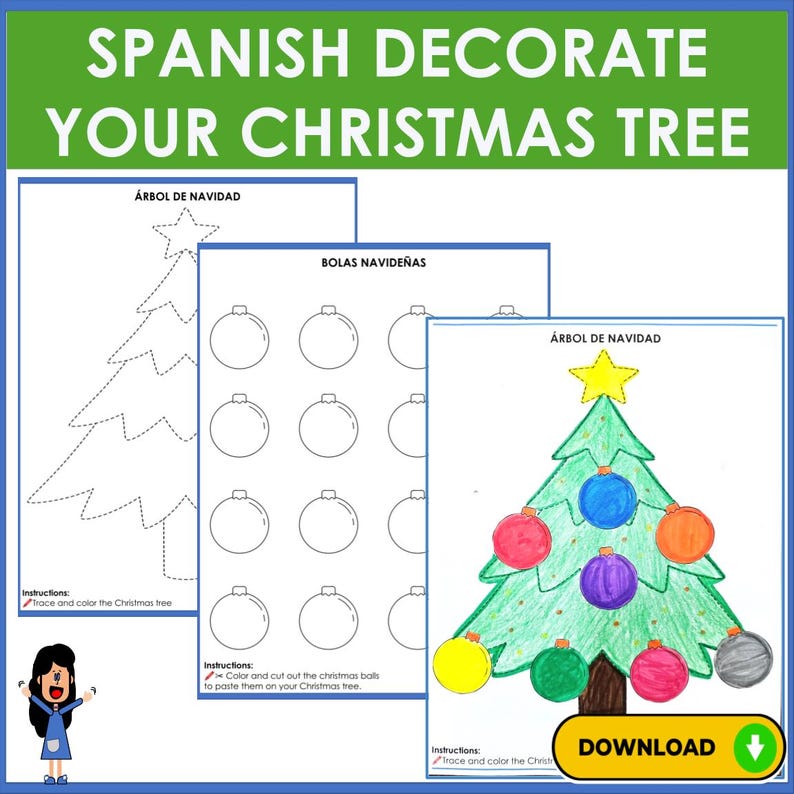 Spanish Decorate a Christmas Tree Activity - Etsy