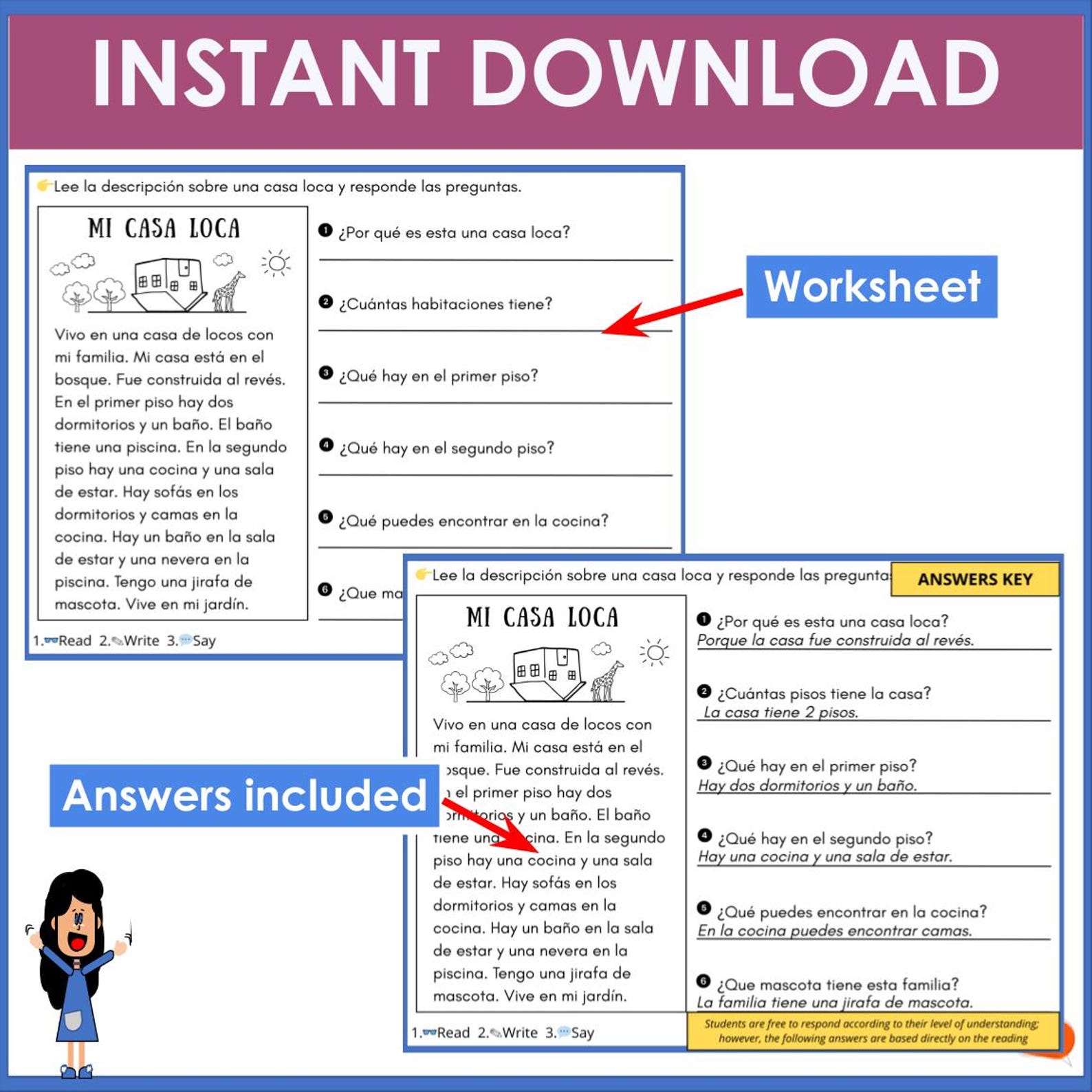 Spanish Reading and Writing Activity - Etsy