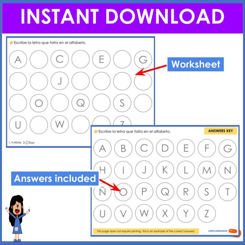 Spanish Alphabet Writing Worksheet - Etsy