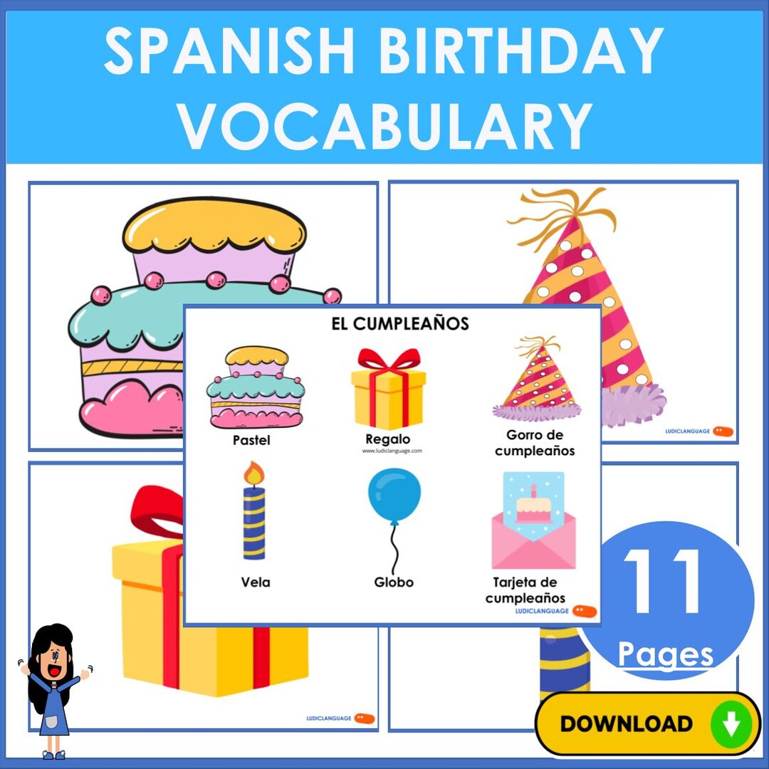Spanish Birthday Vocabulary - Etsy