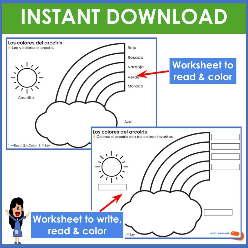 Spanish Rainbow Worksheet - Etsy