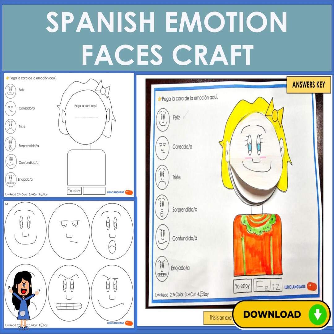 Spanish Faces Emotion Craft - Etsy