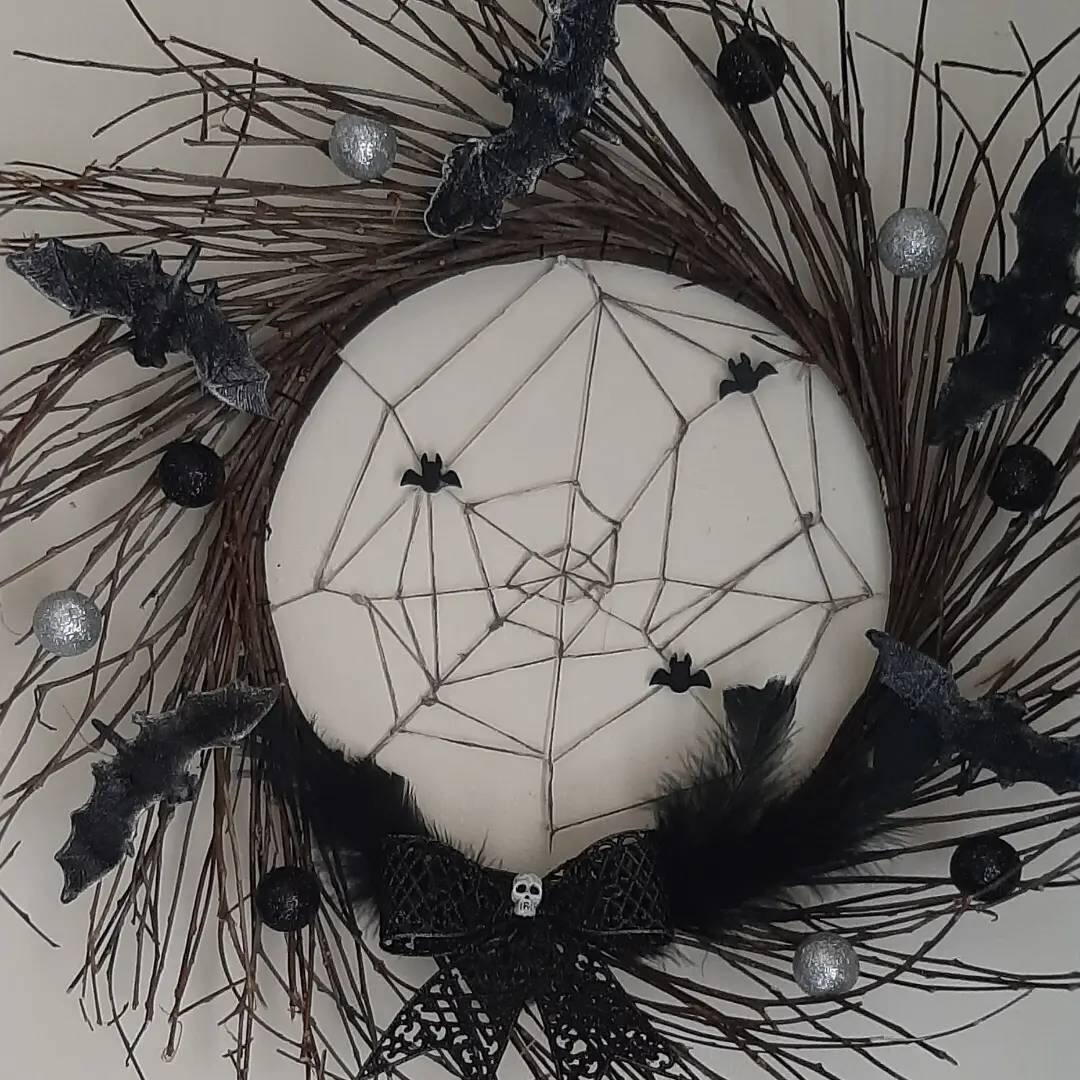 Wicker Wreath With Bats and Spider Web - Etsy