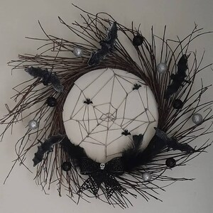 Wicker Wreath With Bats and Spider Web - Etsy