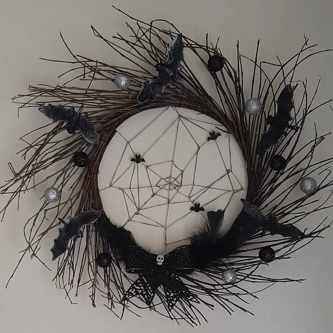 Wicker Wreath With Bats and Spider Web - Etsy