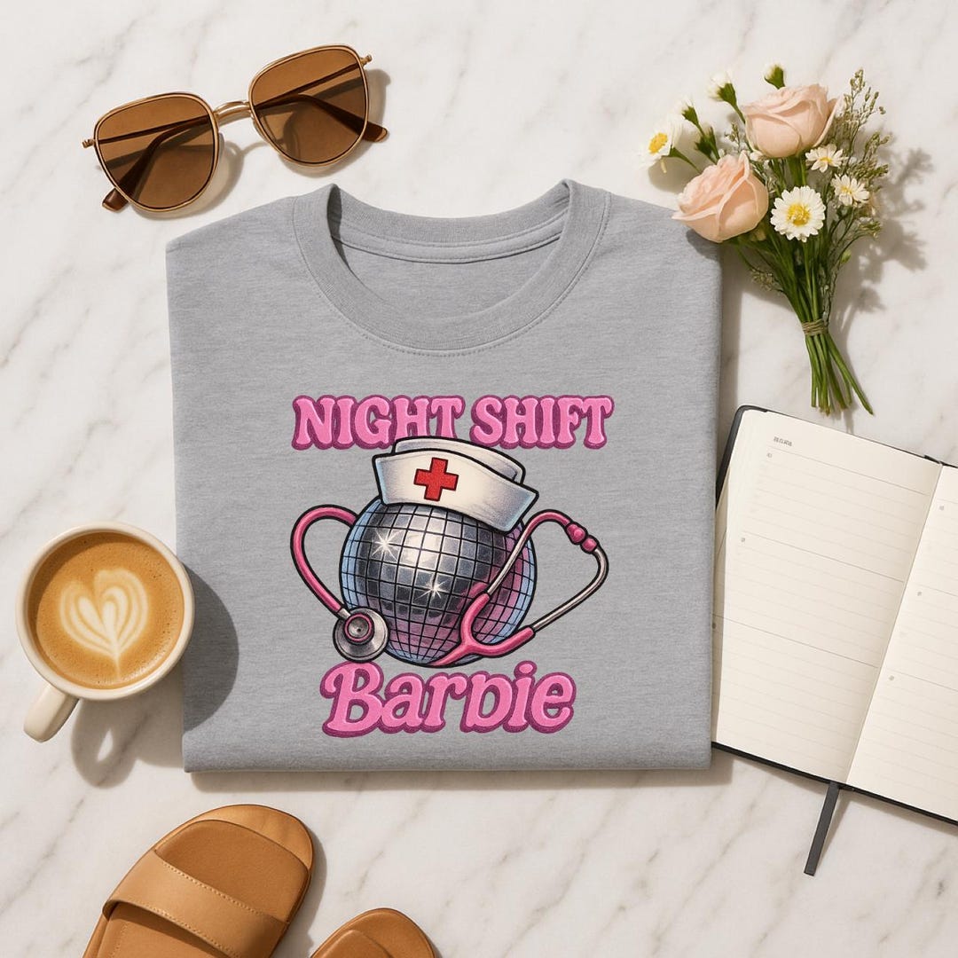 Night Shift Barbie Nurse Shirt | Funny Cute Night Nurse Tee for Women ...
