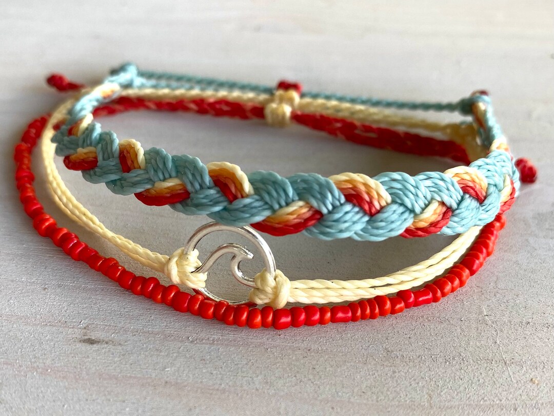 Catalina Wax Cord Surfer Beach Wave Bracelet Set - Etsy