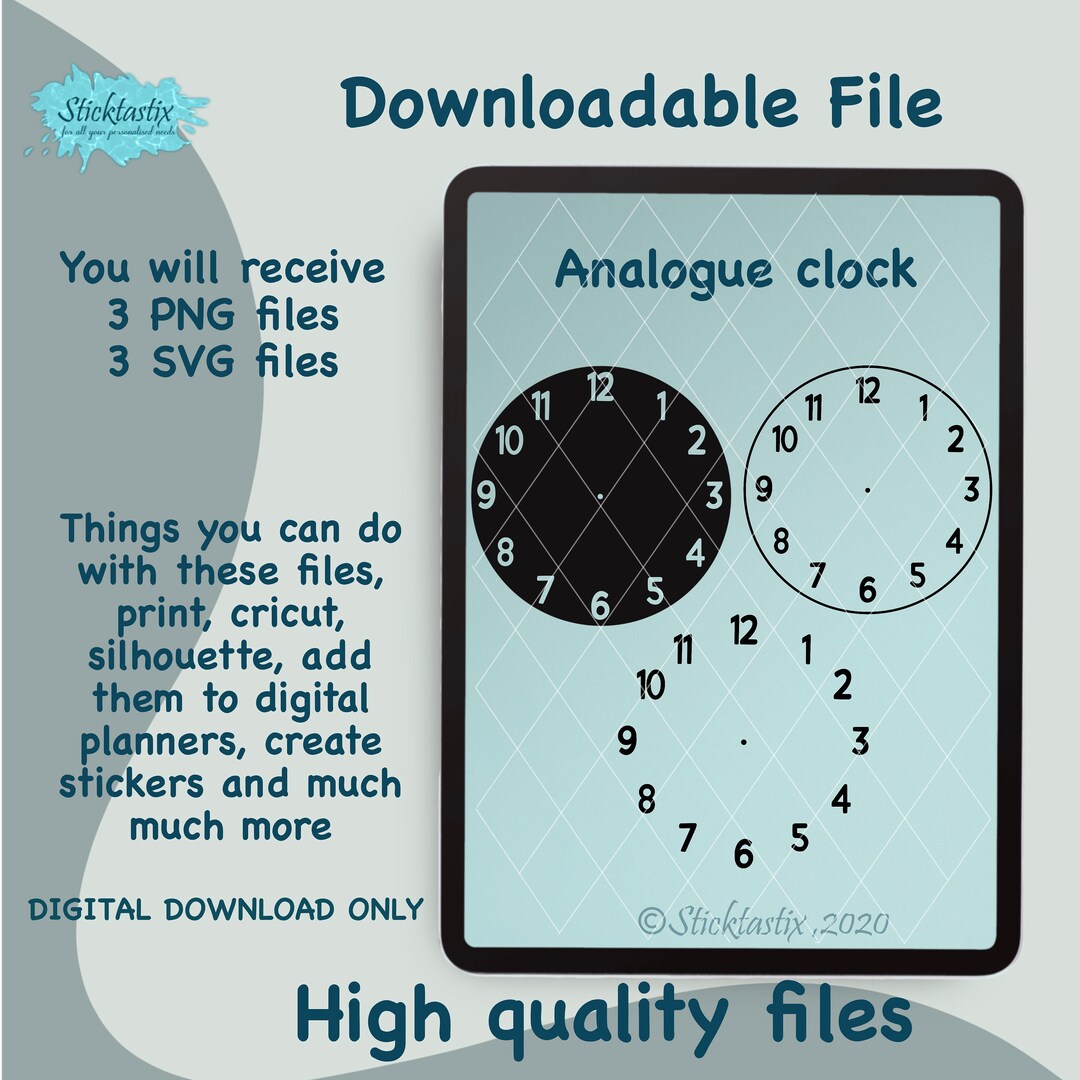English Number Clock 3 Styles SVG VECTOR FILES, Digital Download Files ...