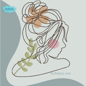Messy Bun Embroidery Design Line Art Machine Embroidery 3 Sizes Digital ...