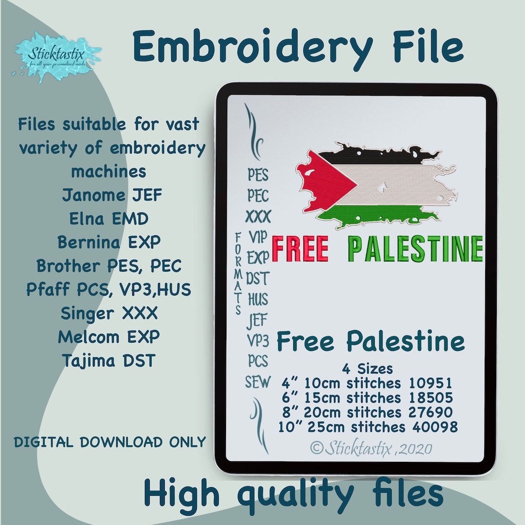 Palestine Embroidery Design Machine Embroidery Flag Free Palestine ...