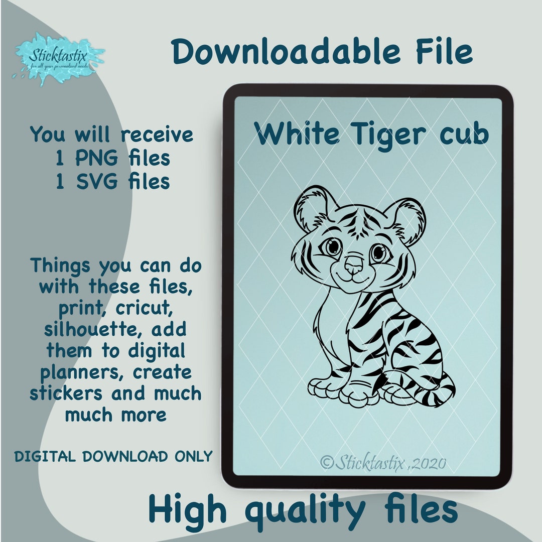 White Tiger Cub PNG SVG/VECTOR File Digital Download, Digital Cut for ...