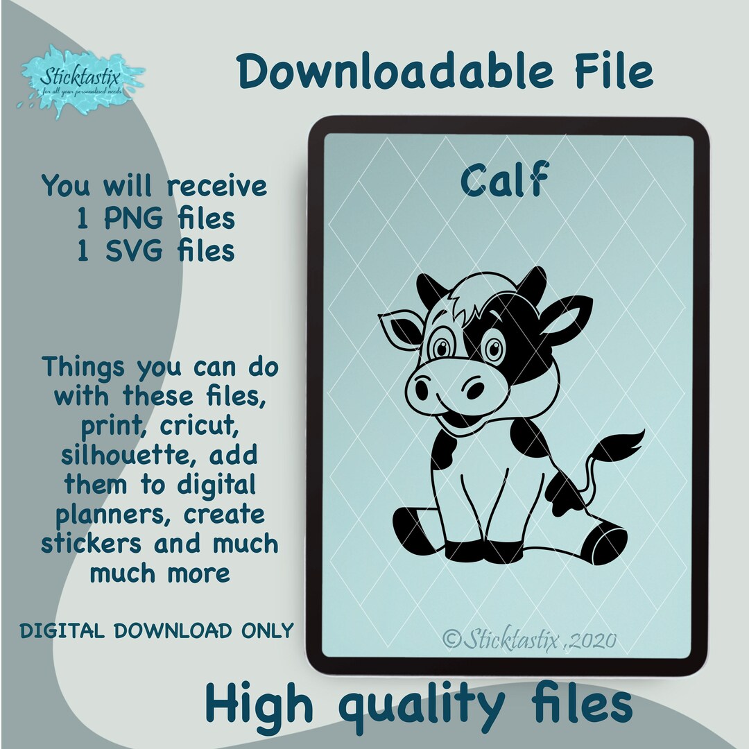 Happy Cow Calf Sitting SVG File Digital Download, Digital Cut for ...