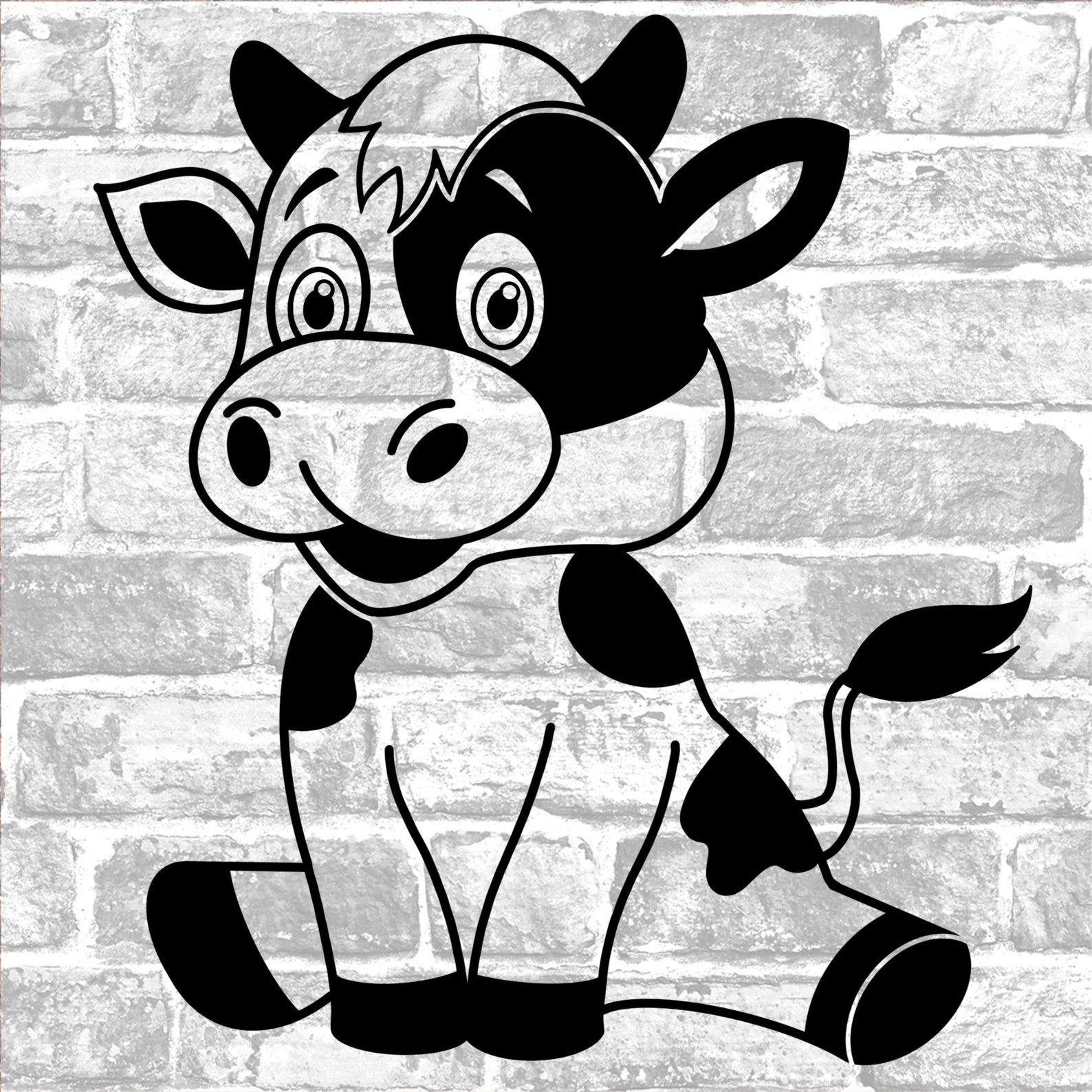 Happy cow calf sitting SVG file digital download digital cut | Etsy