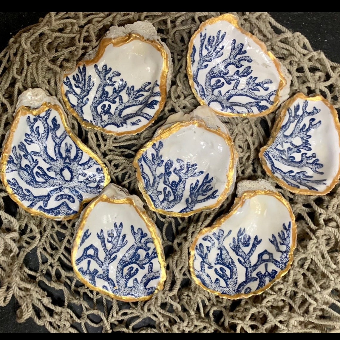 BOGO Blue Coral Gilded Oyster Shell - Etsy