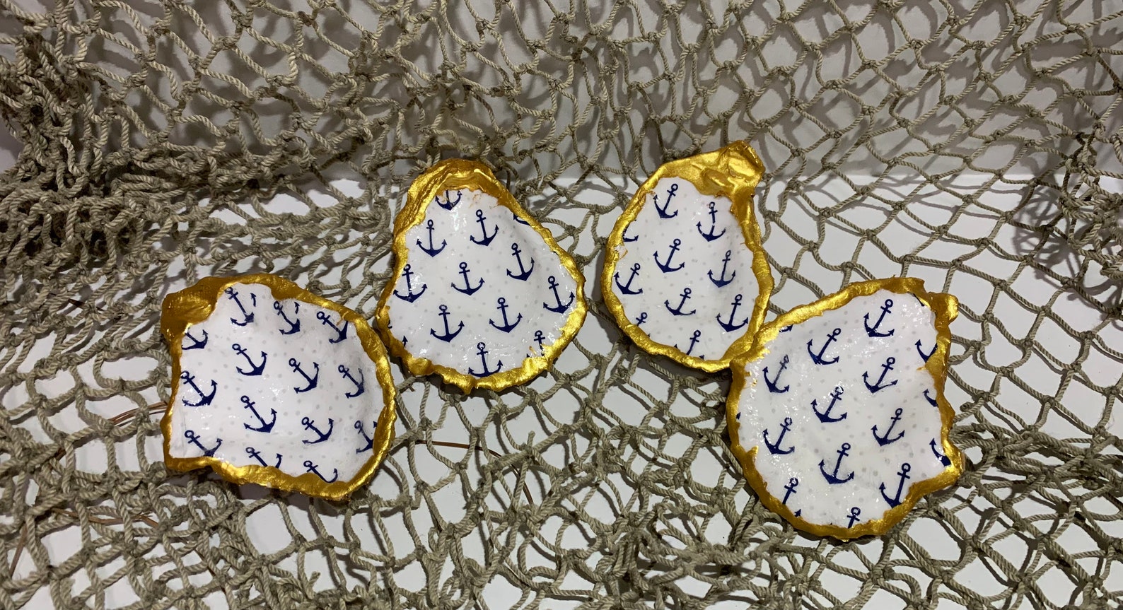 BOGO Anchors Gilded Decoupage Oyster Shell - Etsy