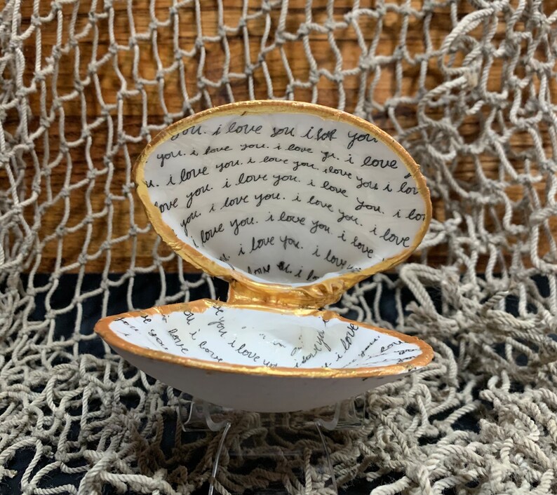 I Love You Gilded Quahog Clam Shell With Display Stand - Etsy