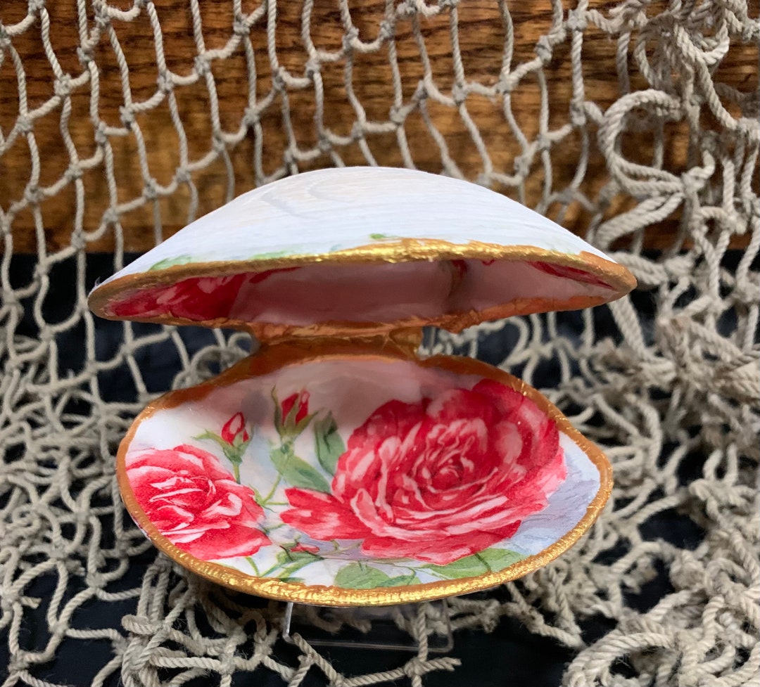 Rose Gilded Quahog Clam With Display Stand - Etsy