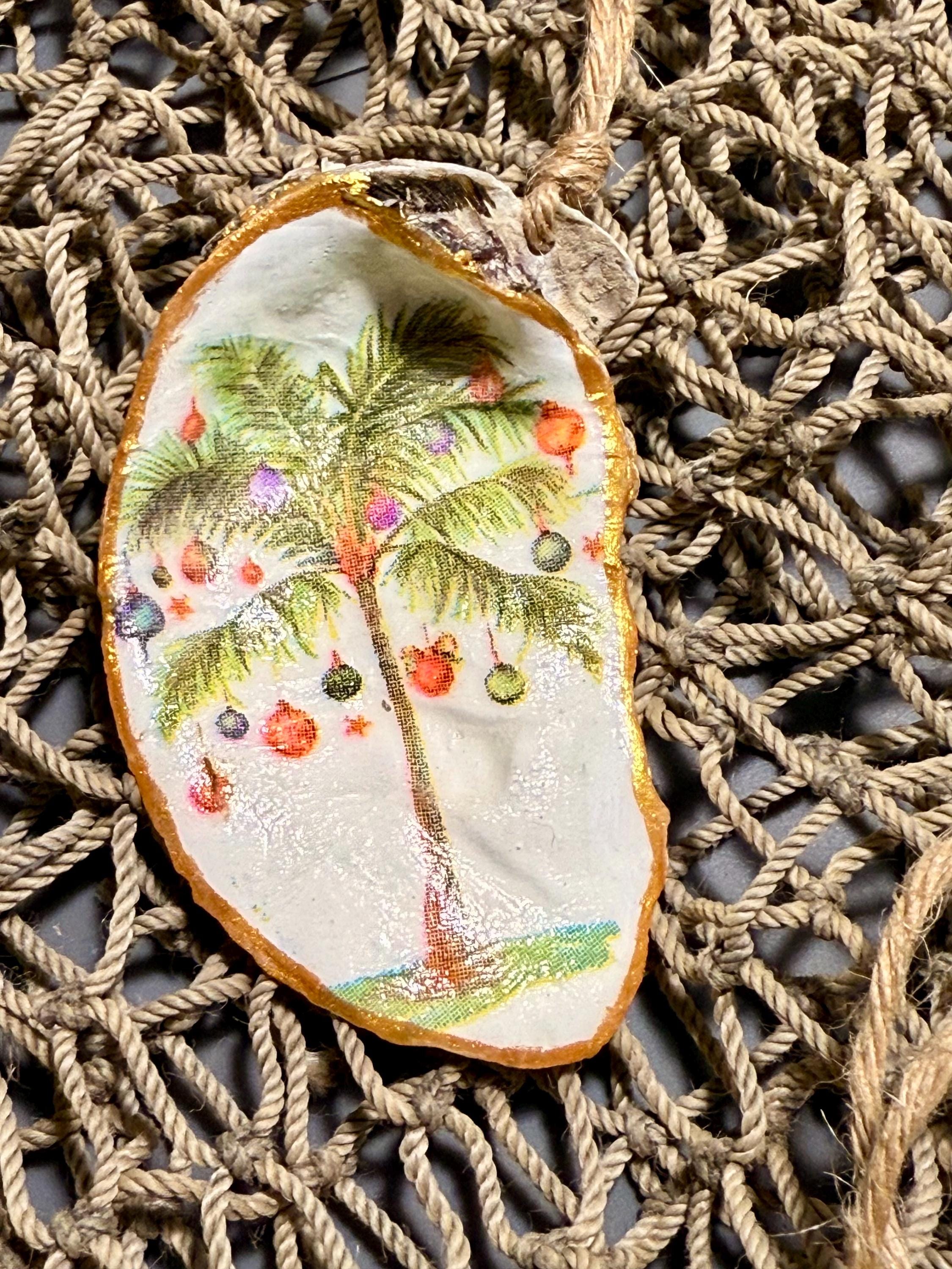 Christmas Palm Tree Oyster Shell Ornament - Etsy