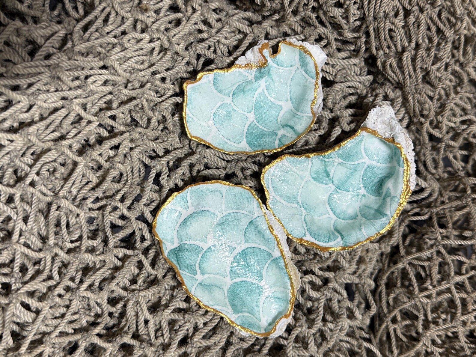 Sea Foam Fish Scales Gilded Oyster Shell - Etsy