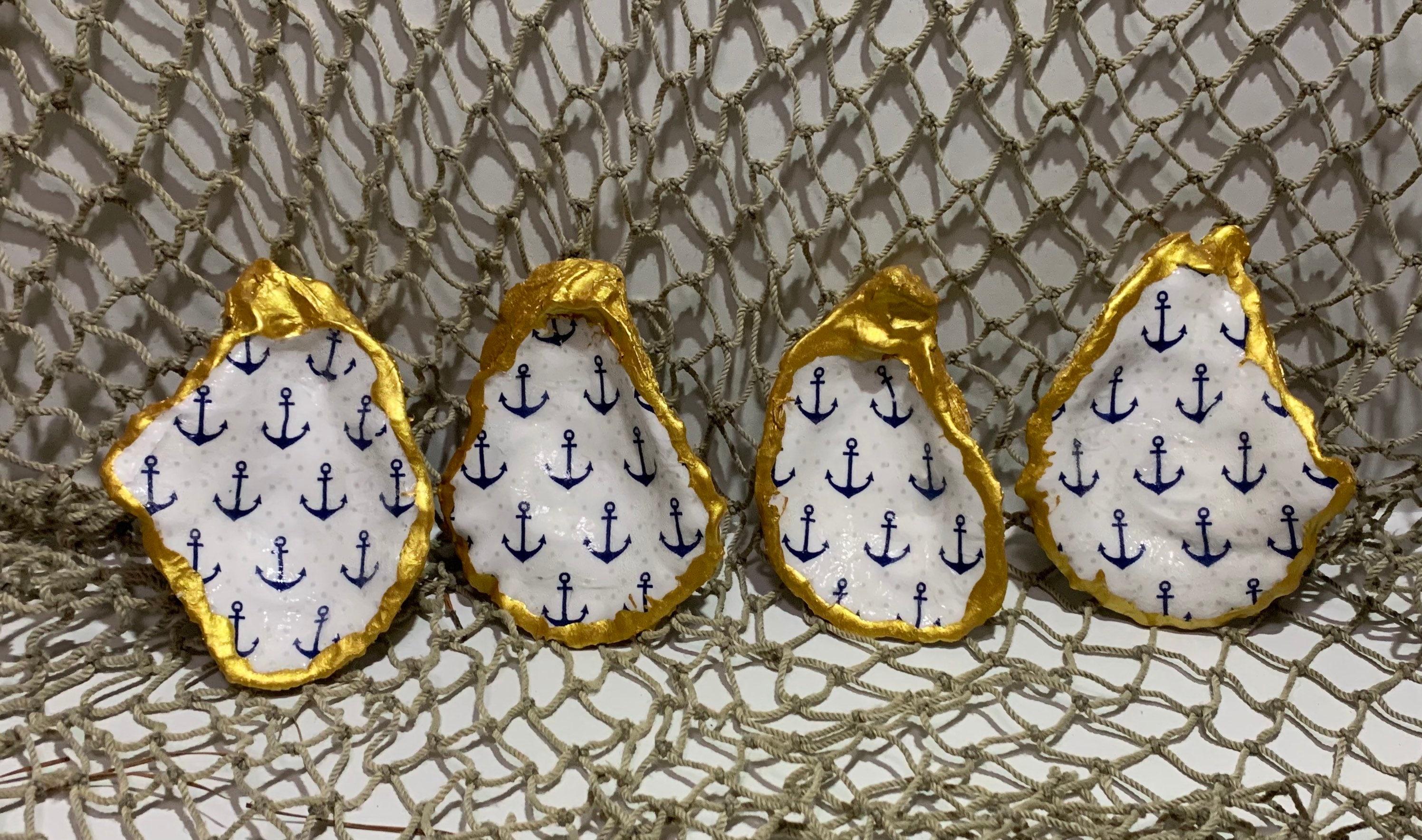 BOGO Anchors Gilded Decoupage Oyster Shell - Etsy