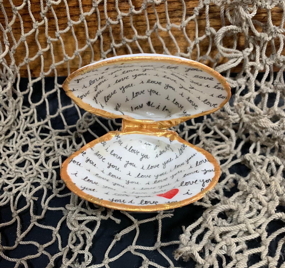 I Love You Gilded Quahog Clam Shell With Display Stand - Etsy