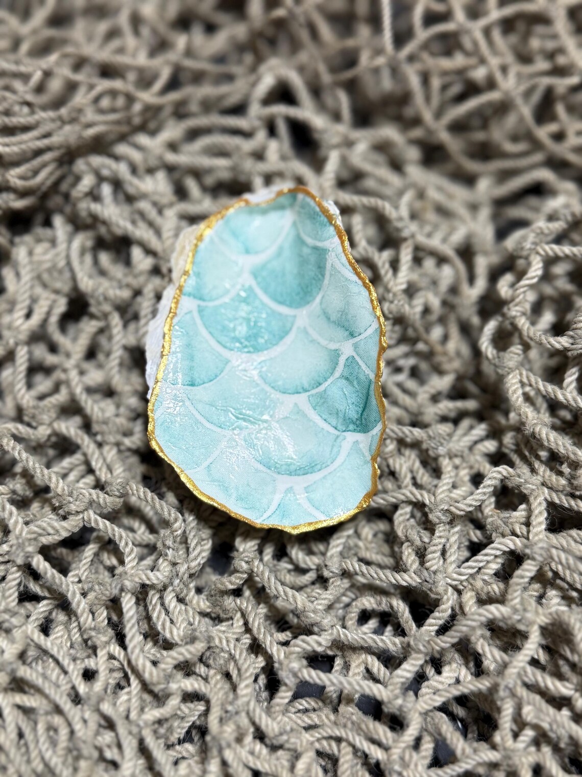 Sea Foam Fish Scales Gilded Oyster Shell - Etsy