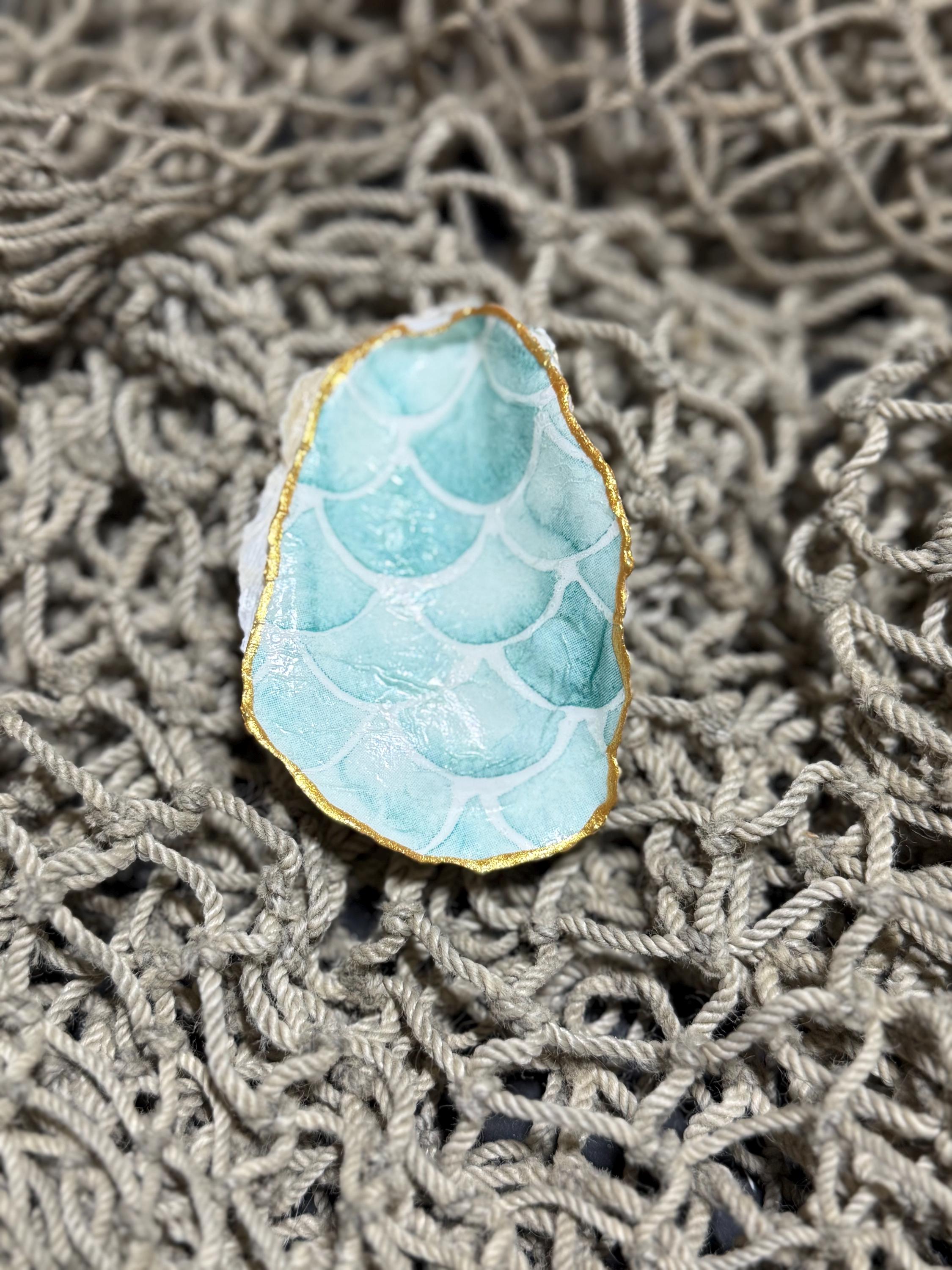 Sea Foam Fish Scales Gilded Oyster Shell - Etsy