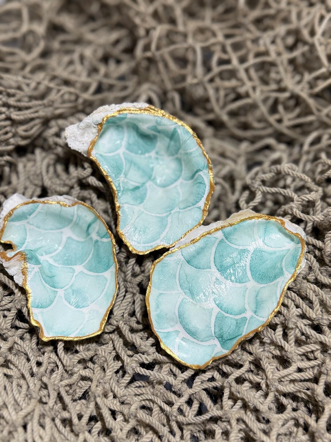 Sea Foam Fish Scales Gilded Oyster Shell - Etsy