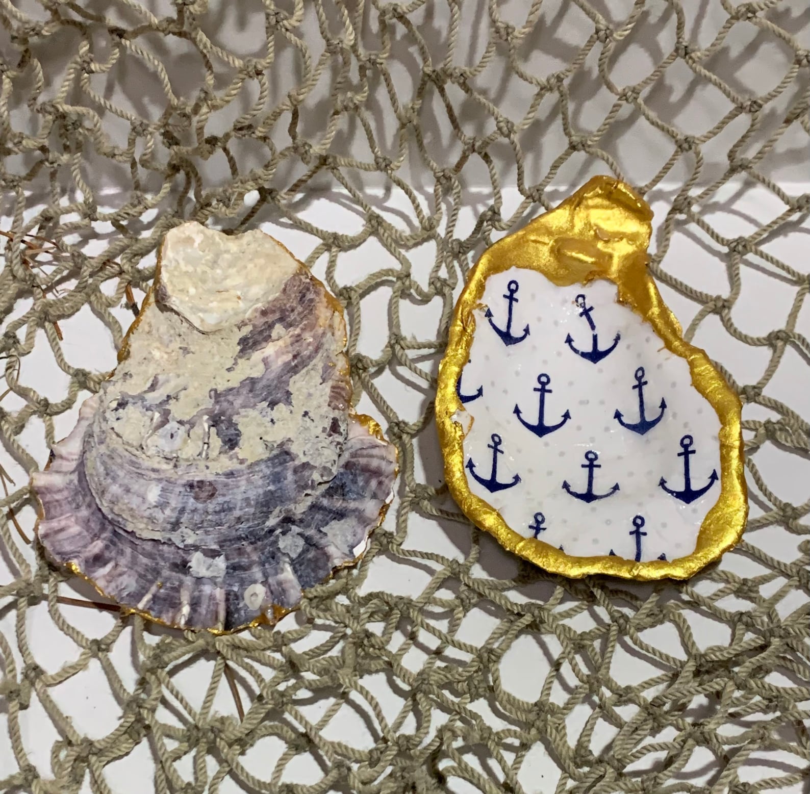 BOGO Anchors Gilded Decoupage Oyster Shell - Etsy