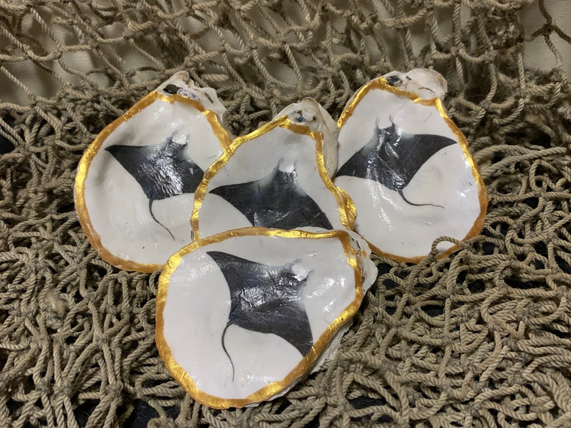 Devil Ray Gilded Decoupage Oyster Shell - Etsy