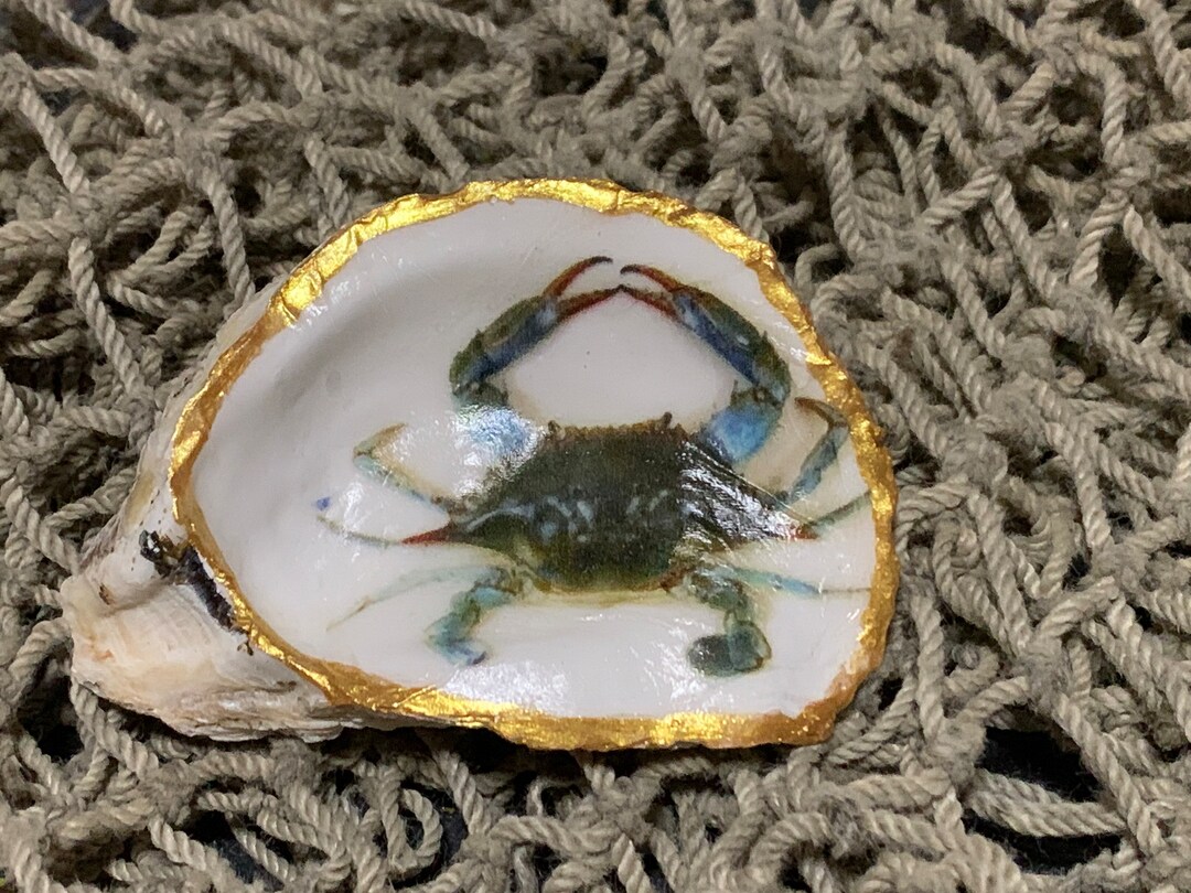 Blue Crab Gilded Oyster Shell - Etsy