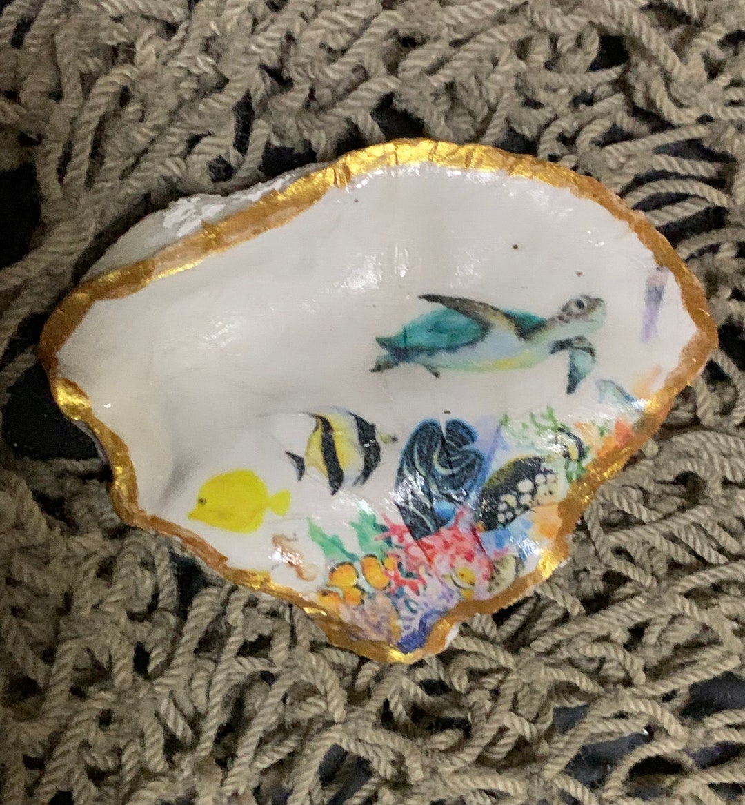 Tropical Reef Gilded Oyster Shell - Etsy