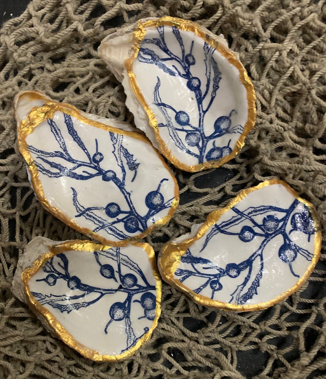 Blue Seaweed Sargassum Gilded Oyster Shell - Etsy