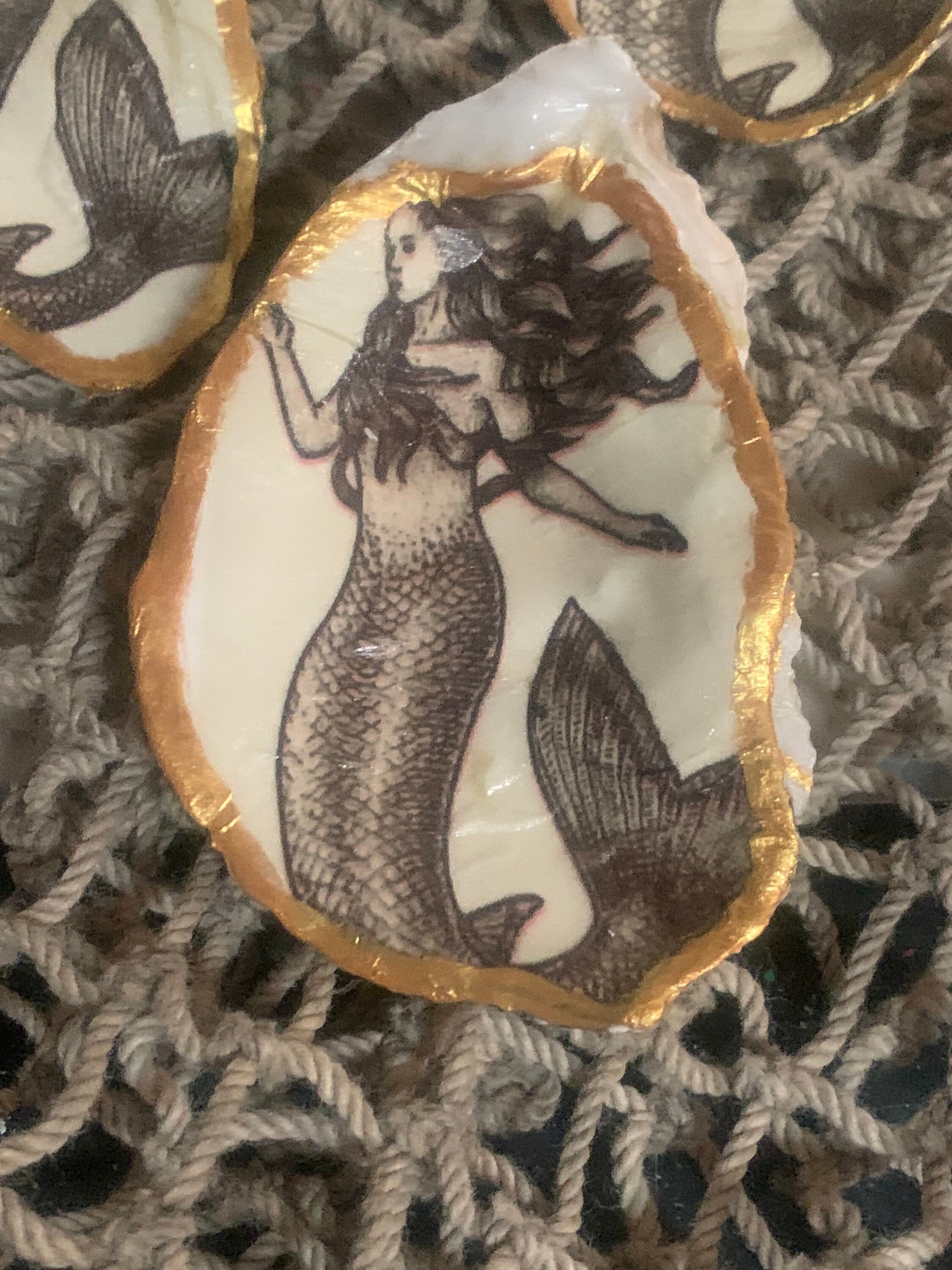 Vintage Mermaid Gilded Oyster Shell - Etsy