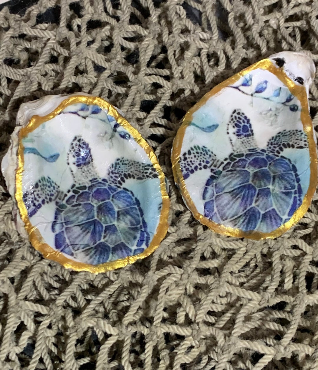Sea Turtle Gilded Oyster Shell - Etsy