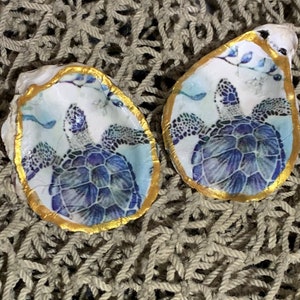 Sea Turtle Gilded Oyster Shell - Etsy
