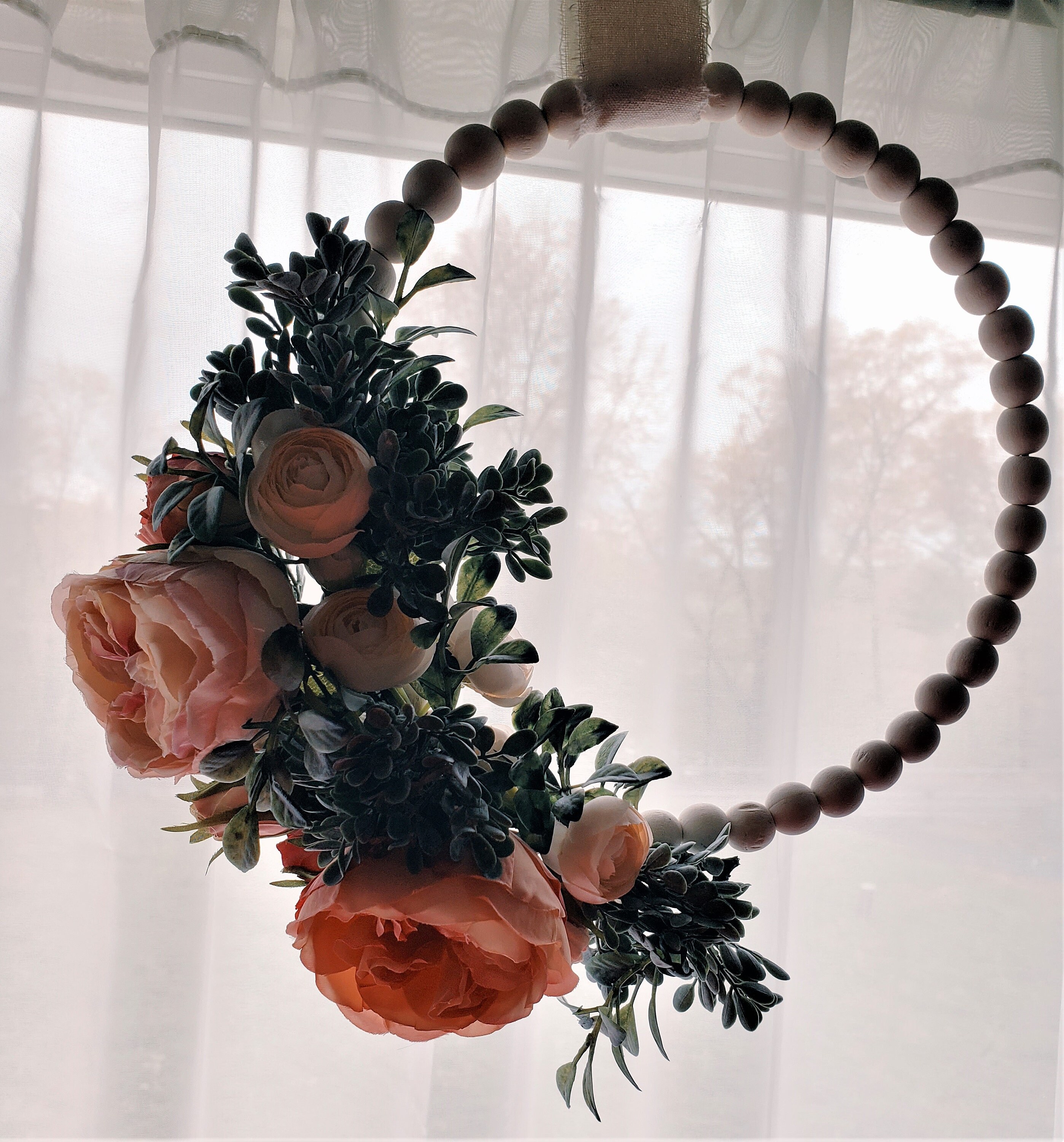 Blush Pink Beaded Flower Ring Nursery Décor Floral Wall - Etsy UK