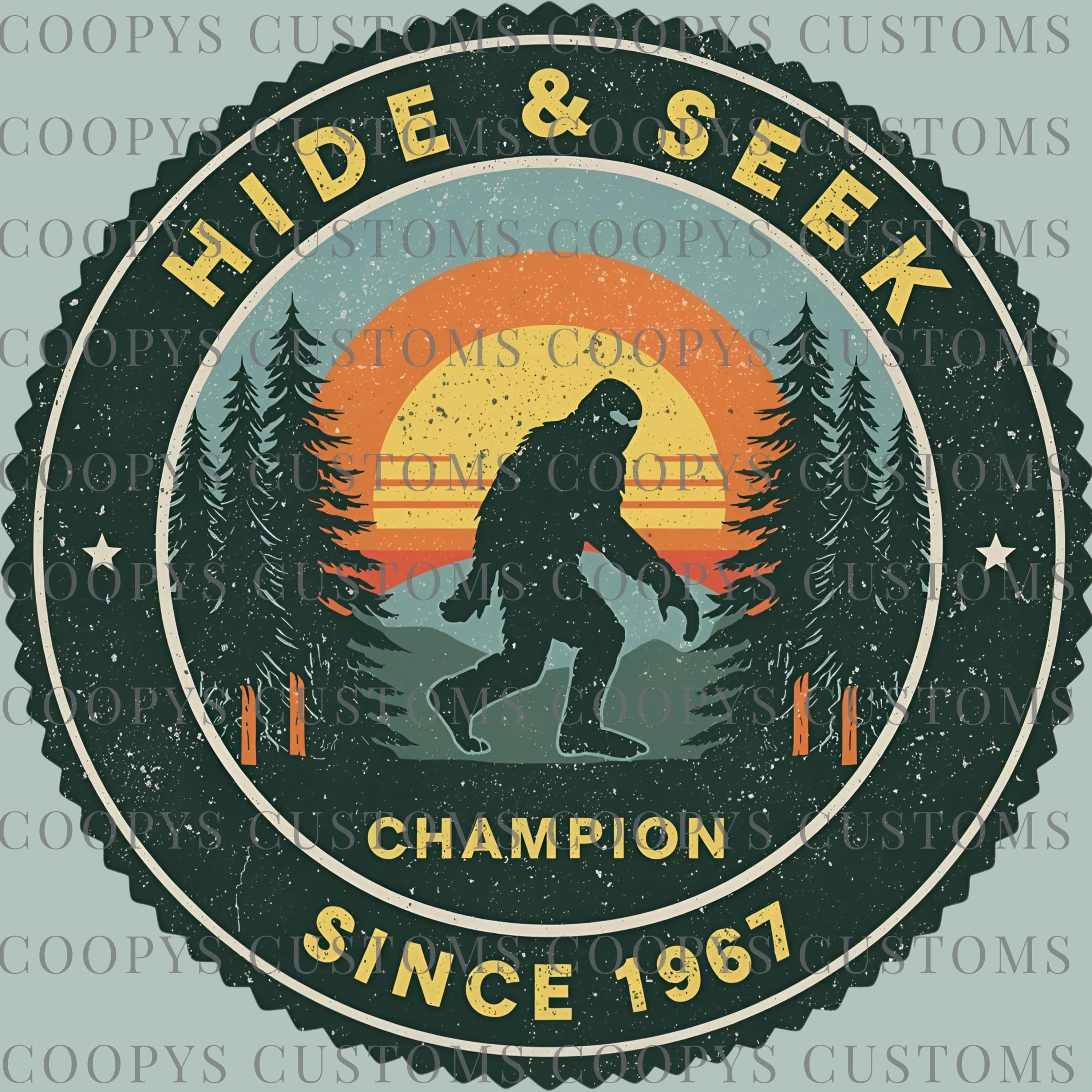 Hide and Seek Champion SVG | Funny Bigfoot Forest Badge Design ...