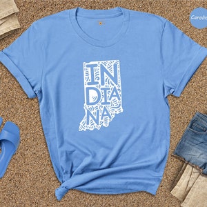 Indiana State Shirt, Indiana State Map Shirt, Indiana Travel Gift ...