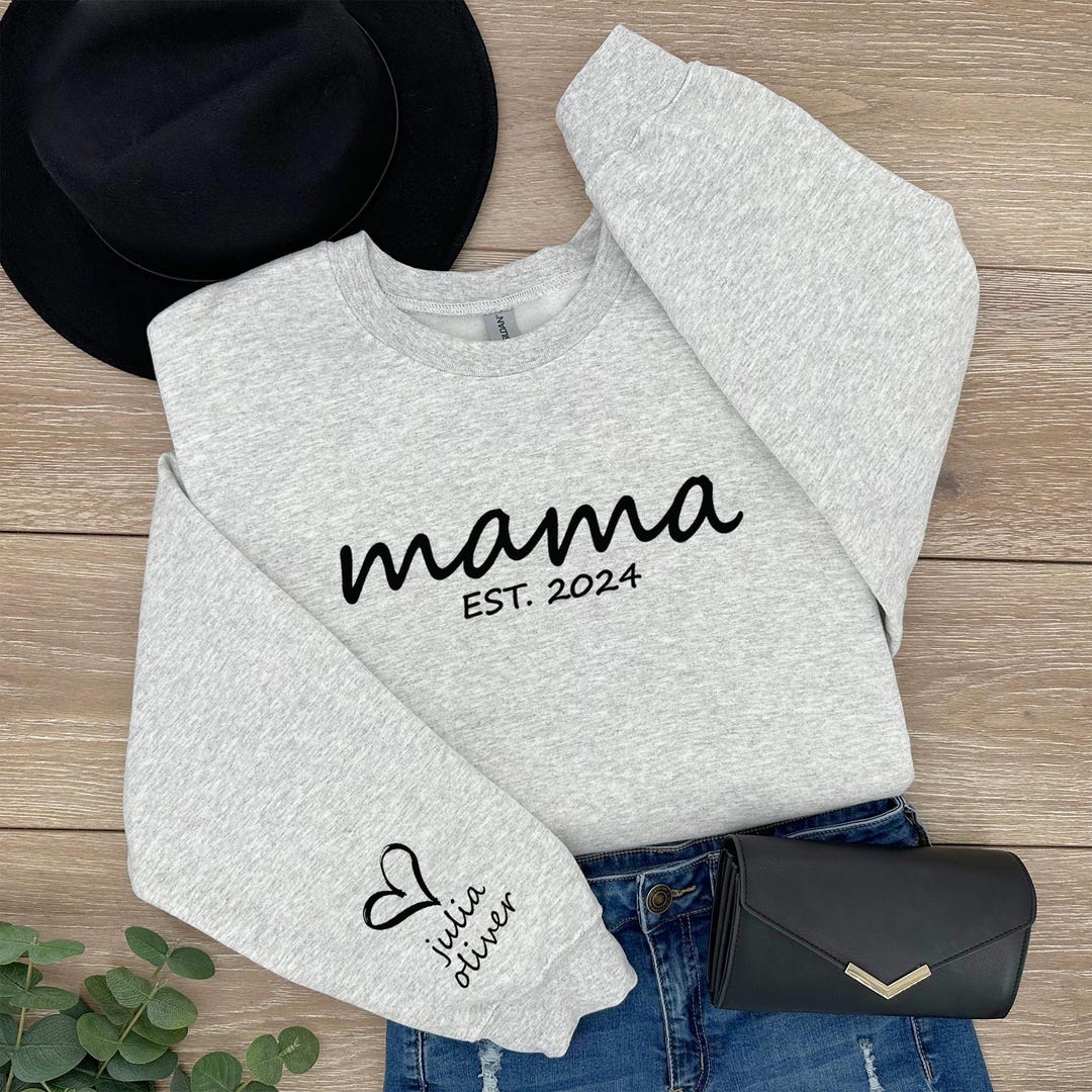 Custom Mama Sweatshirt, Mama Custom Est. Year Sweatshirt, Personalized ...